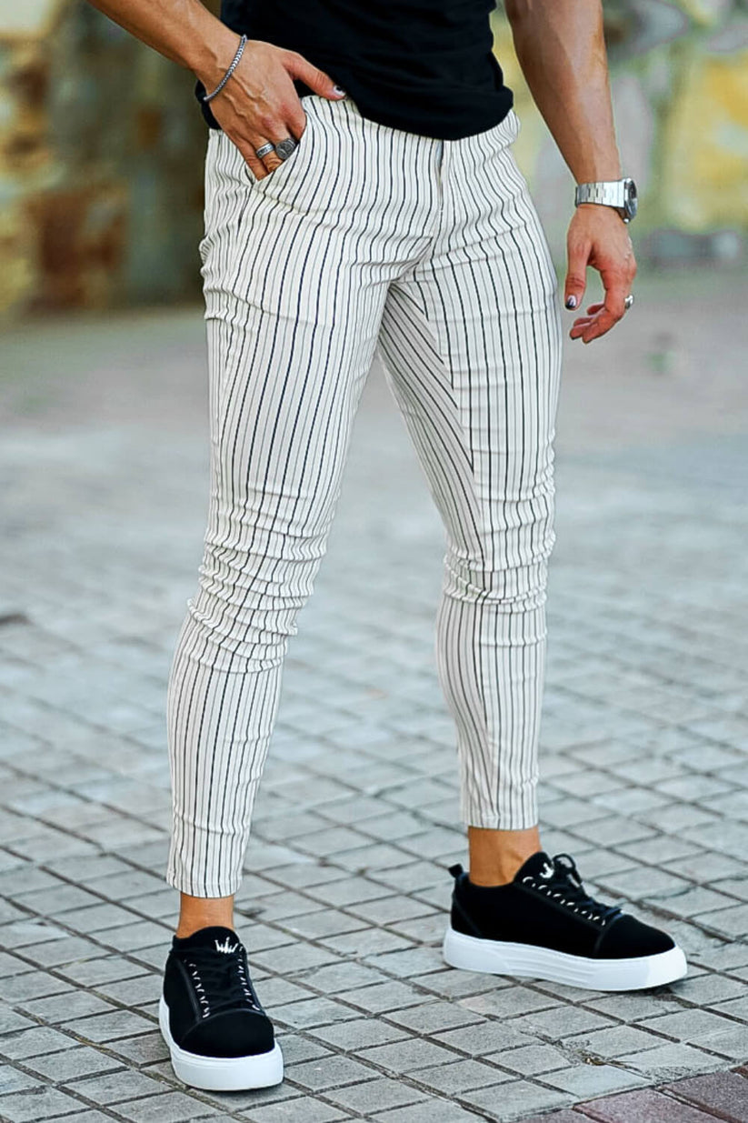 Men's Striped Pants | Black White Striped Pants For Men – GINGTTO