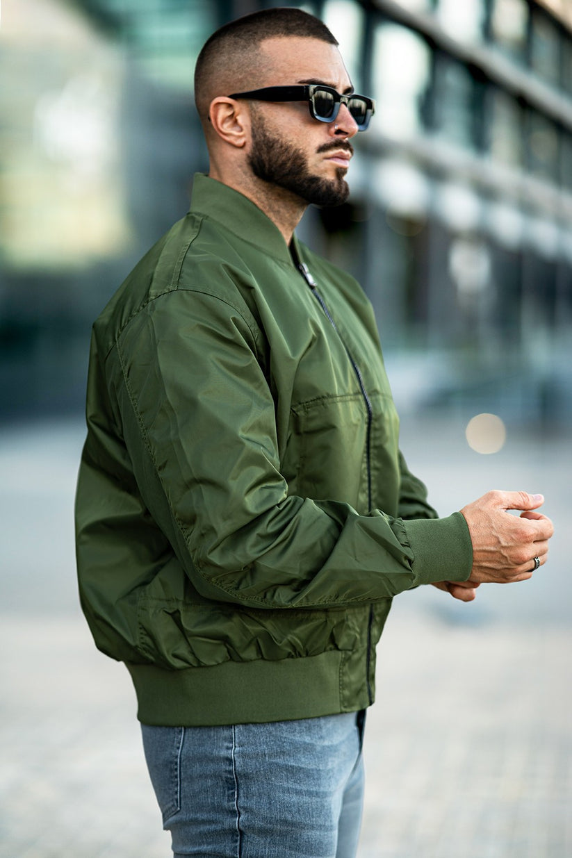 Mens Green Bomber Jackets | Men's Army Green Bomber Jacket – GINGTTO