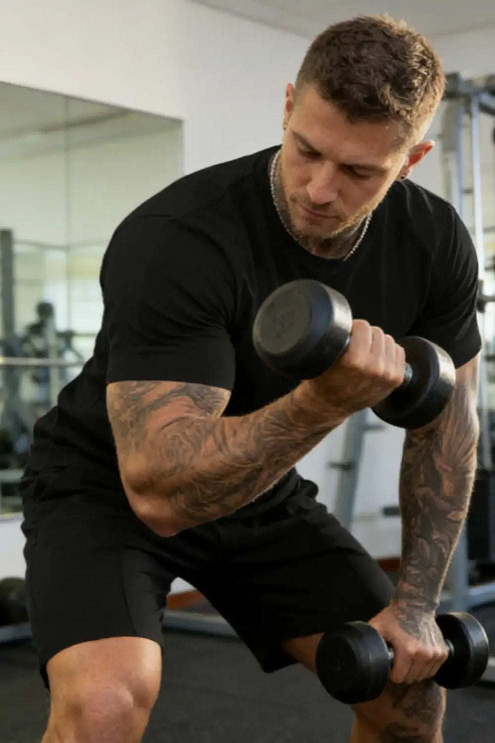 Men's Round Neck Short Sets - Black For Sale – GINGTTO
