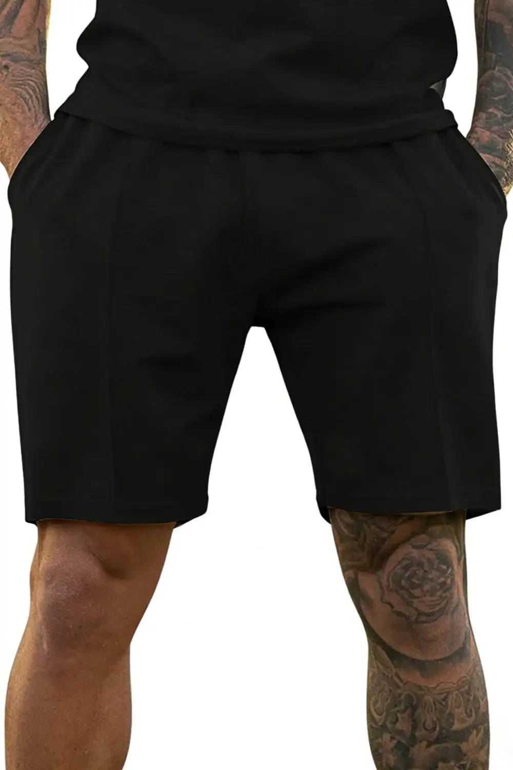 Men's Round Neck Short Sets - Black For Sale – GINGTTO