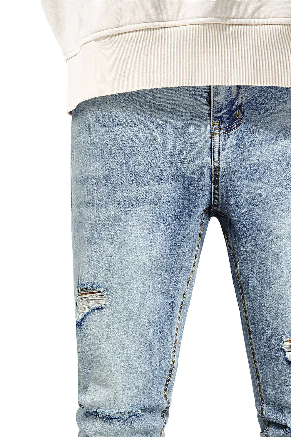 Mens Skinny Denim Blue Jeans - Ripped For Sale – GINGTTO